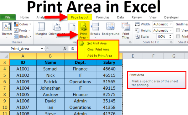 How To Set Print Area In Excel